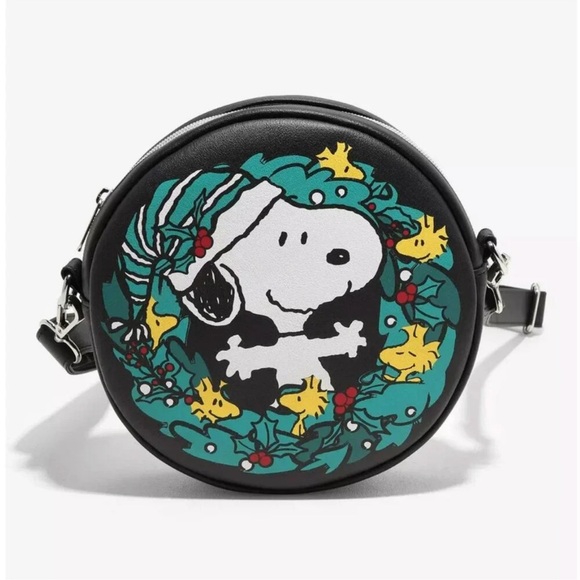 Loungefly | Bags | Loungefly Peanuts Snoopy Holiday Wreath Crossbody ...